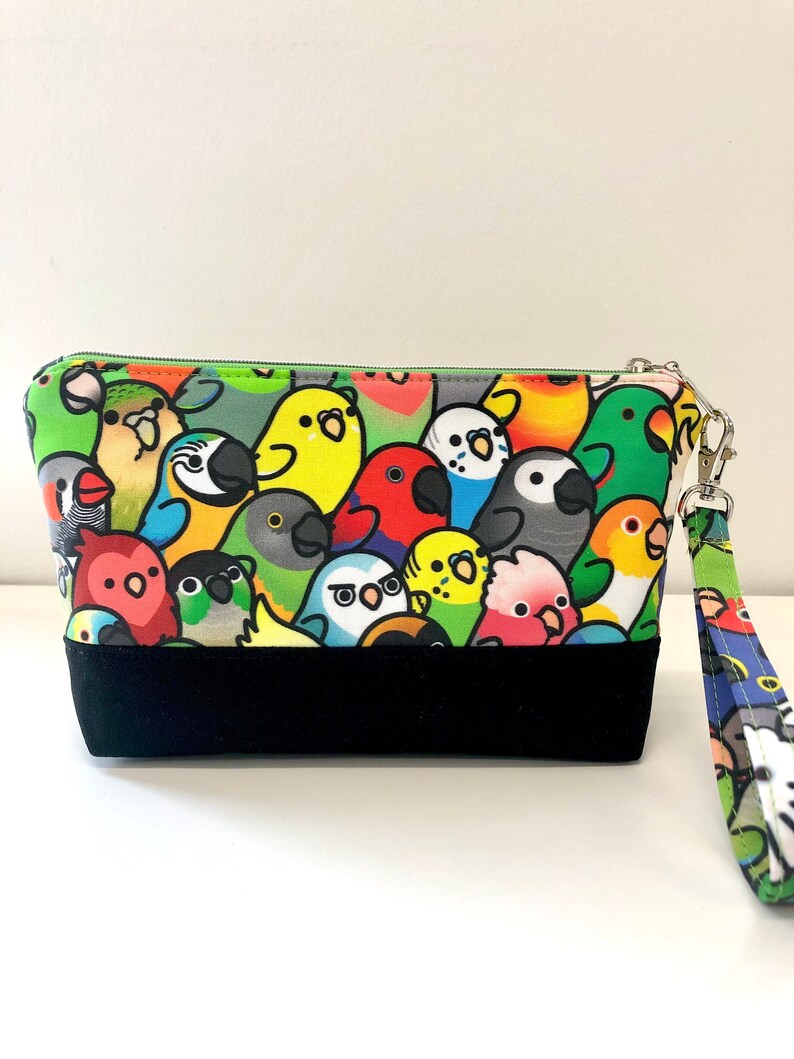 Colorful Birds Zipper Pouch With Wristlet - Etsy