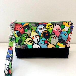 Colorful Birds Zipper Pouch With Wristlet - Etsy