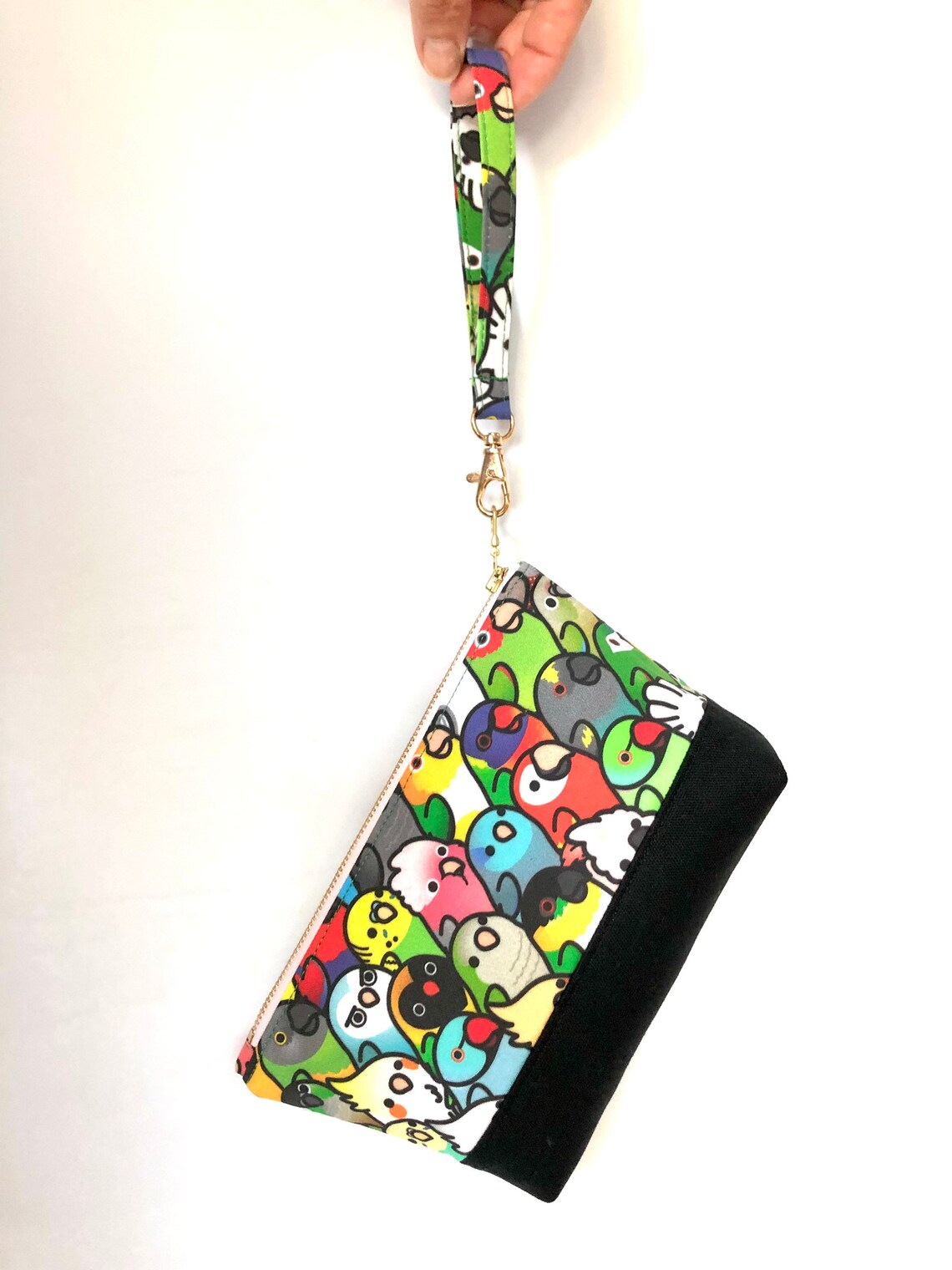 Colorful Birds Zipper Pouch With Wristlet - Etsy