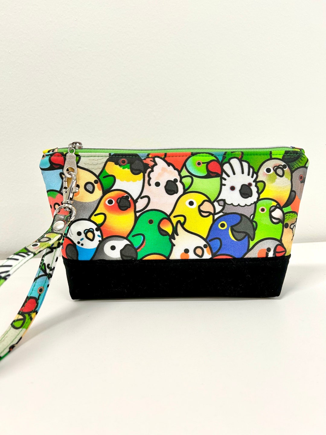 Colorful Birds Zipper Pouch With Wristlet - Etsy