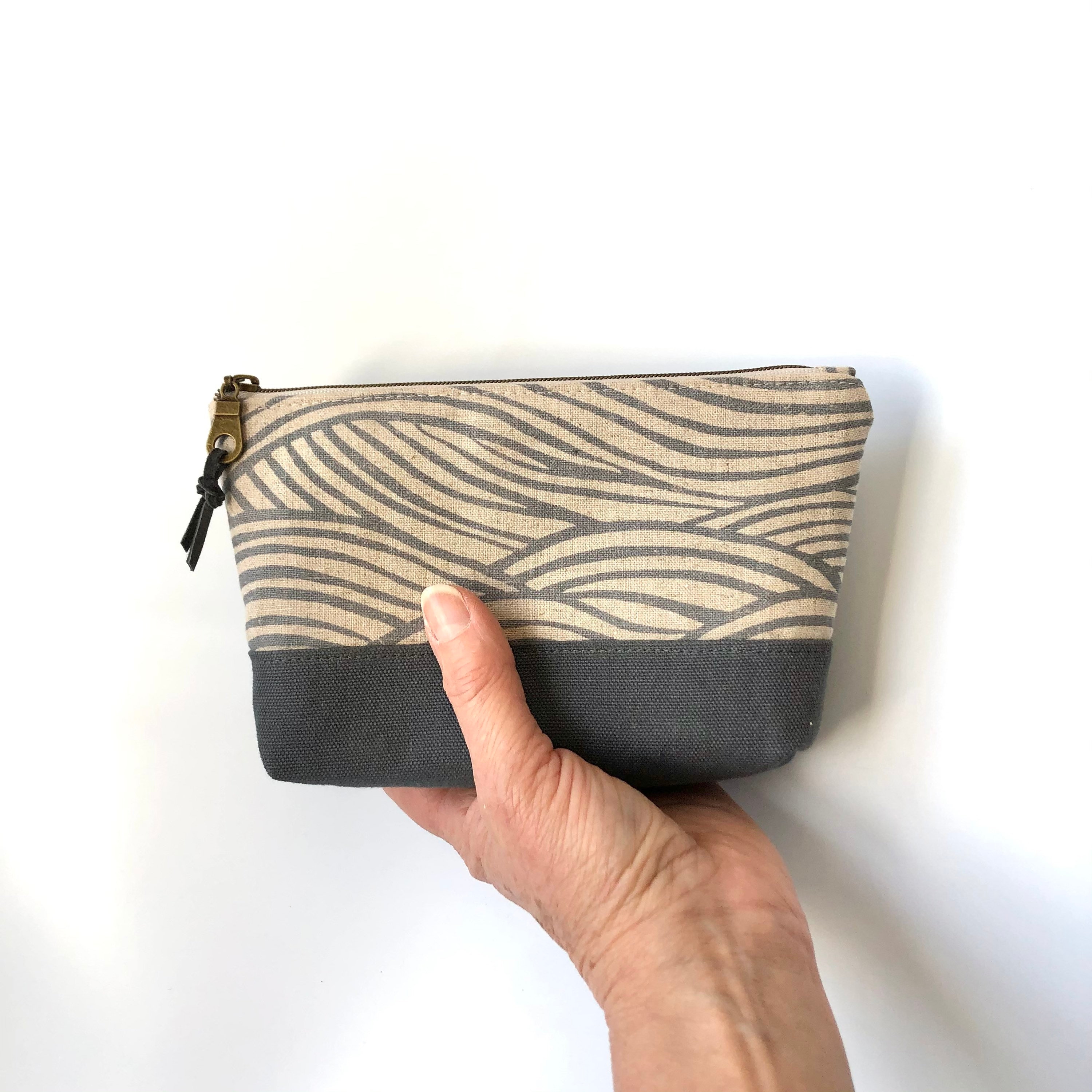 Japanese Zen Gray Zipper Pouch | Etsy