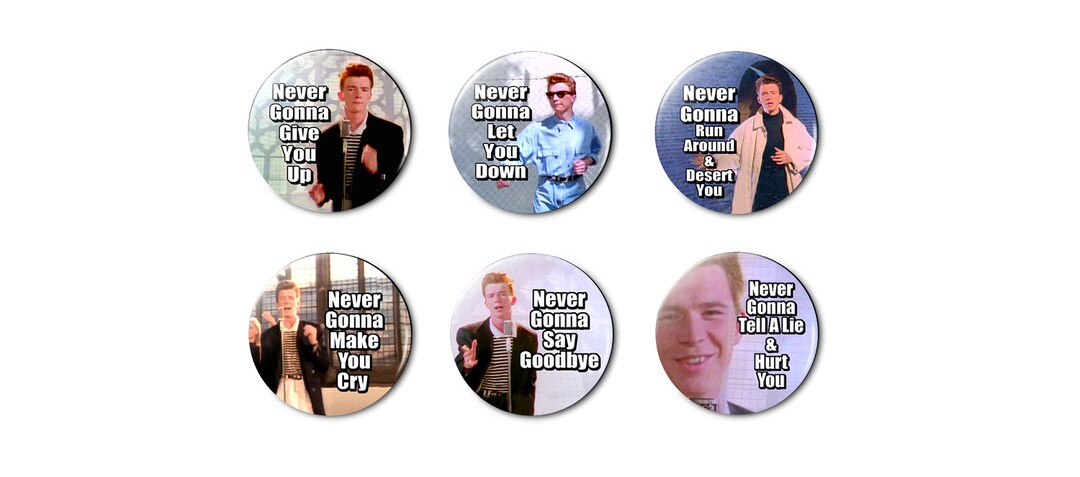 Set of 6 Rick Roll Meme Buttons (1.25 Inch / 32mm) - Etsy