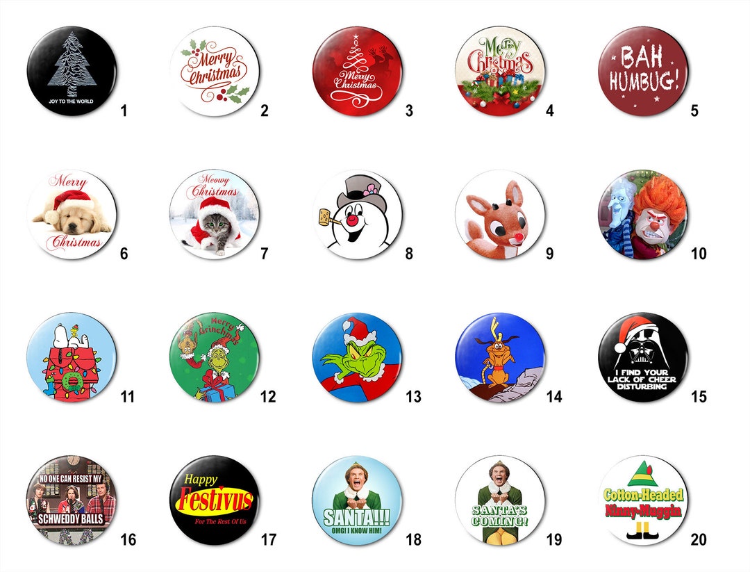 Christmas Holiday Pins Buttons Badge (1.25 Inch / 32mm) - Etsy