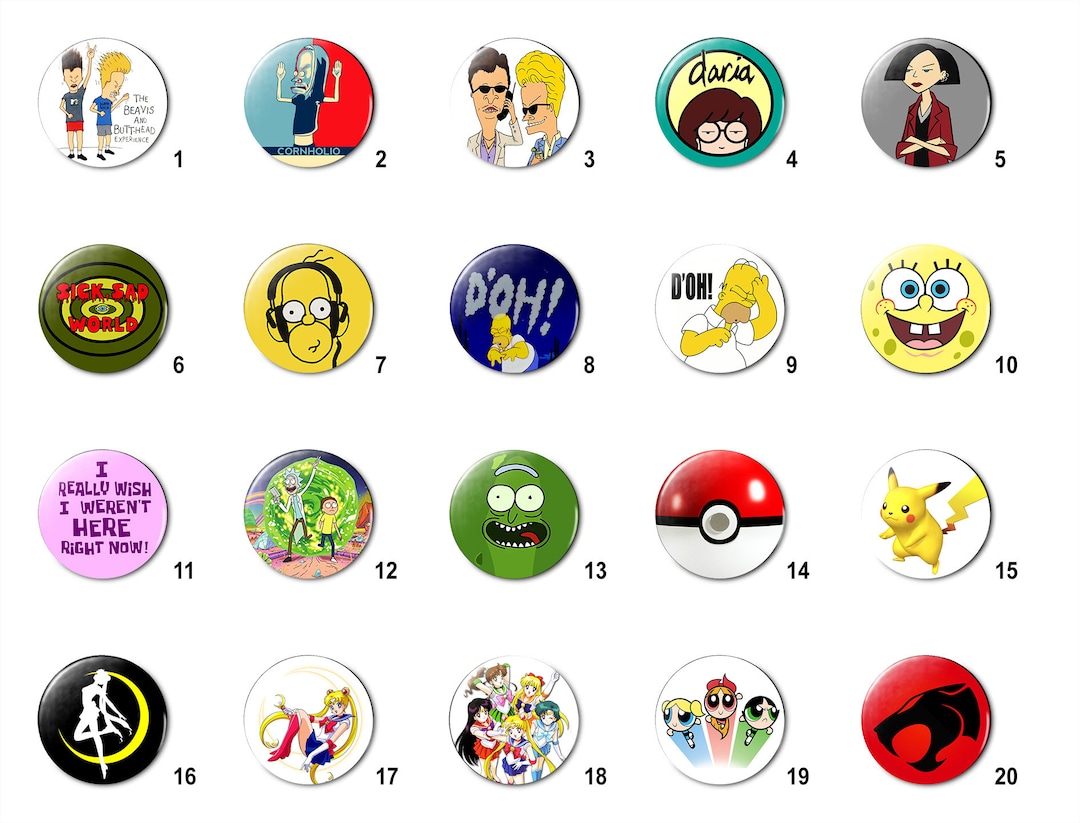 Cartoons / Animation (A) Pins Buttons Badge (1.25 Inch / 32mm) - Etsy
