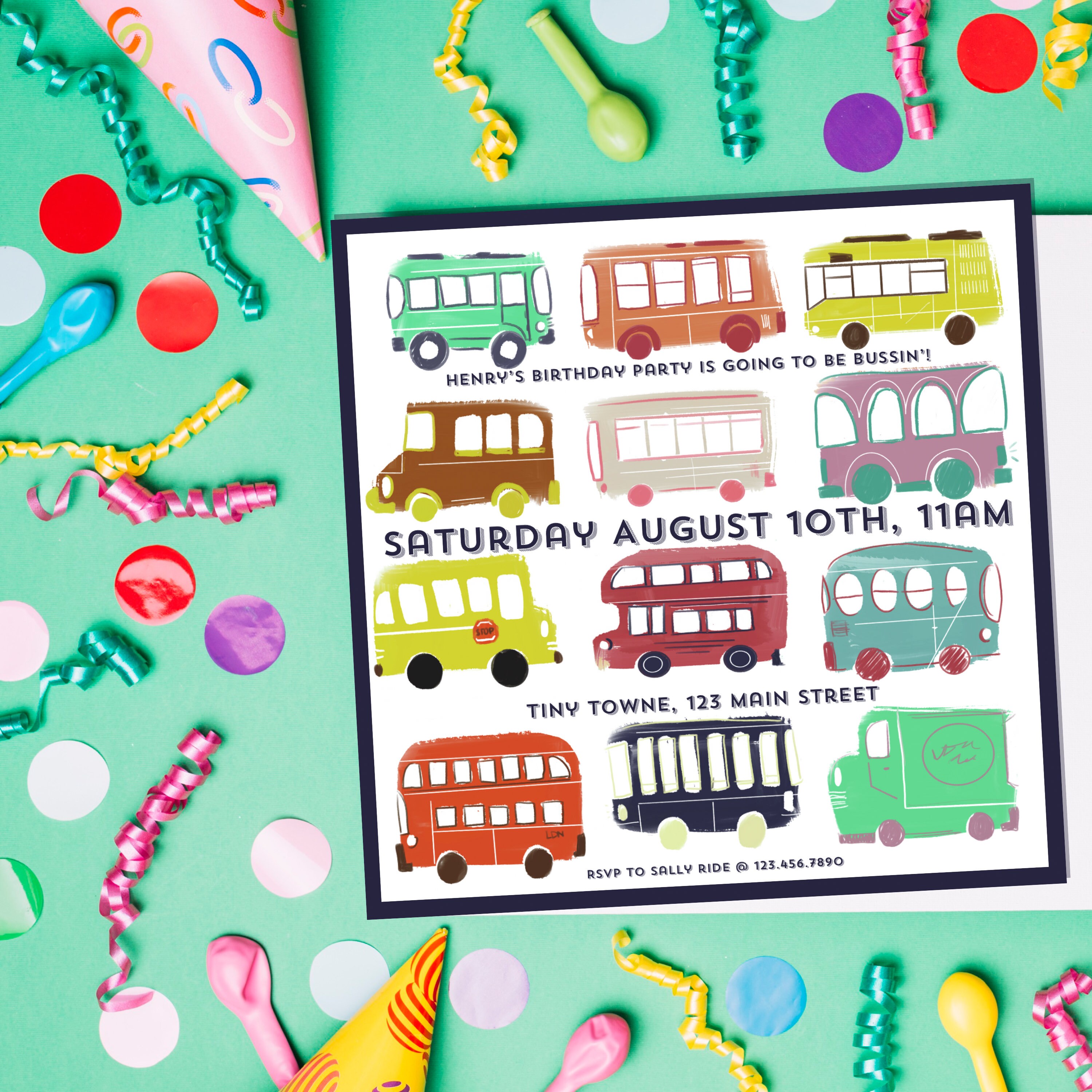 Bussin Bus Birthday Party Invitation - Etsy