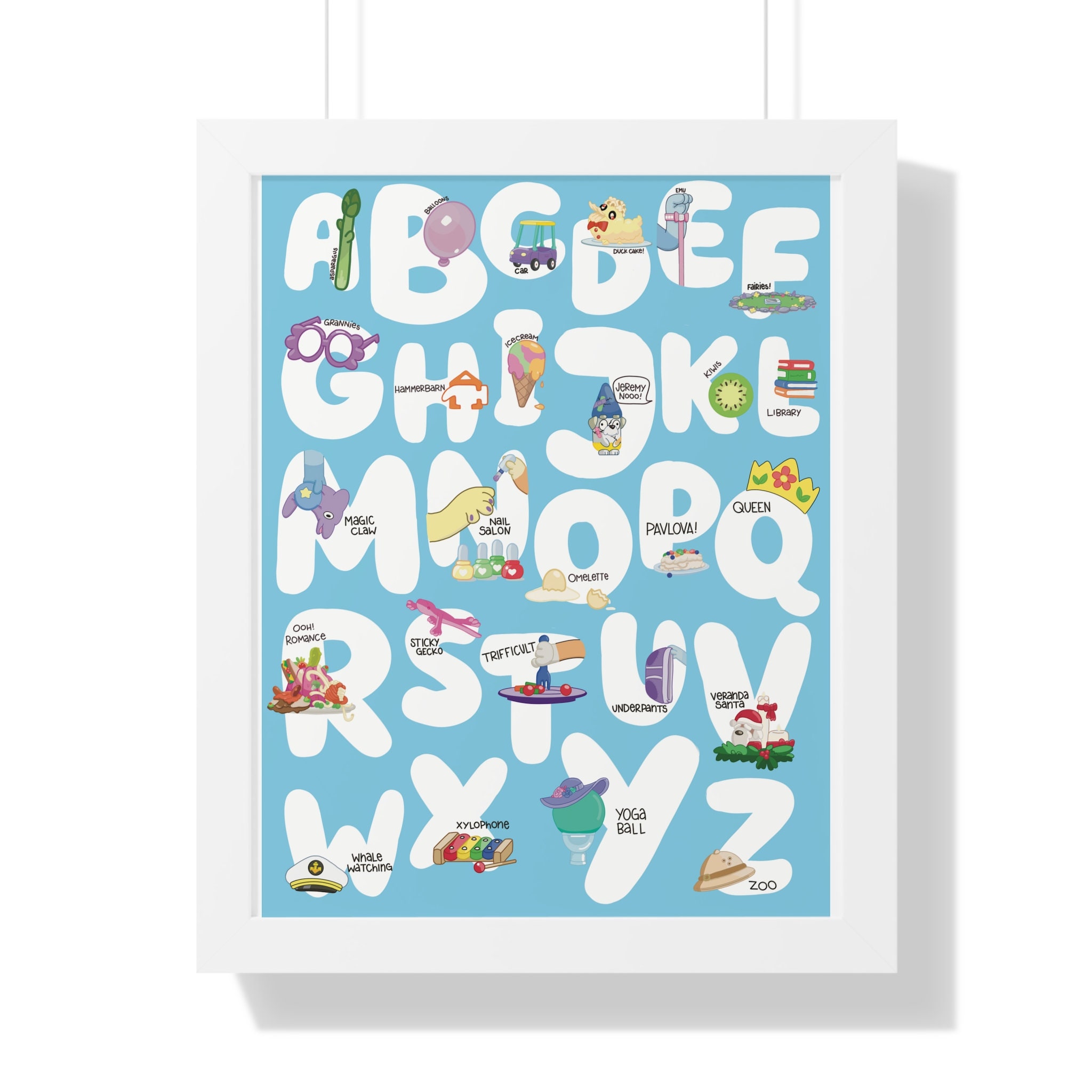 Bluey Inspired Alphabet Framed Vertical Poster - Etsy