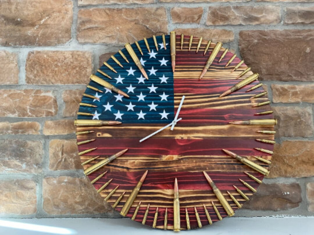 24 American Flag Clock RWB // Rustic Clock // Vintage Flag Clock - Etsy