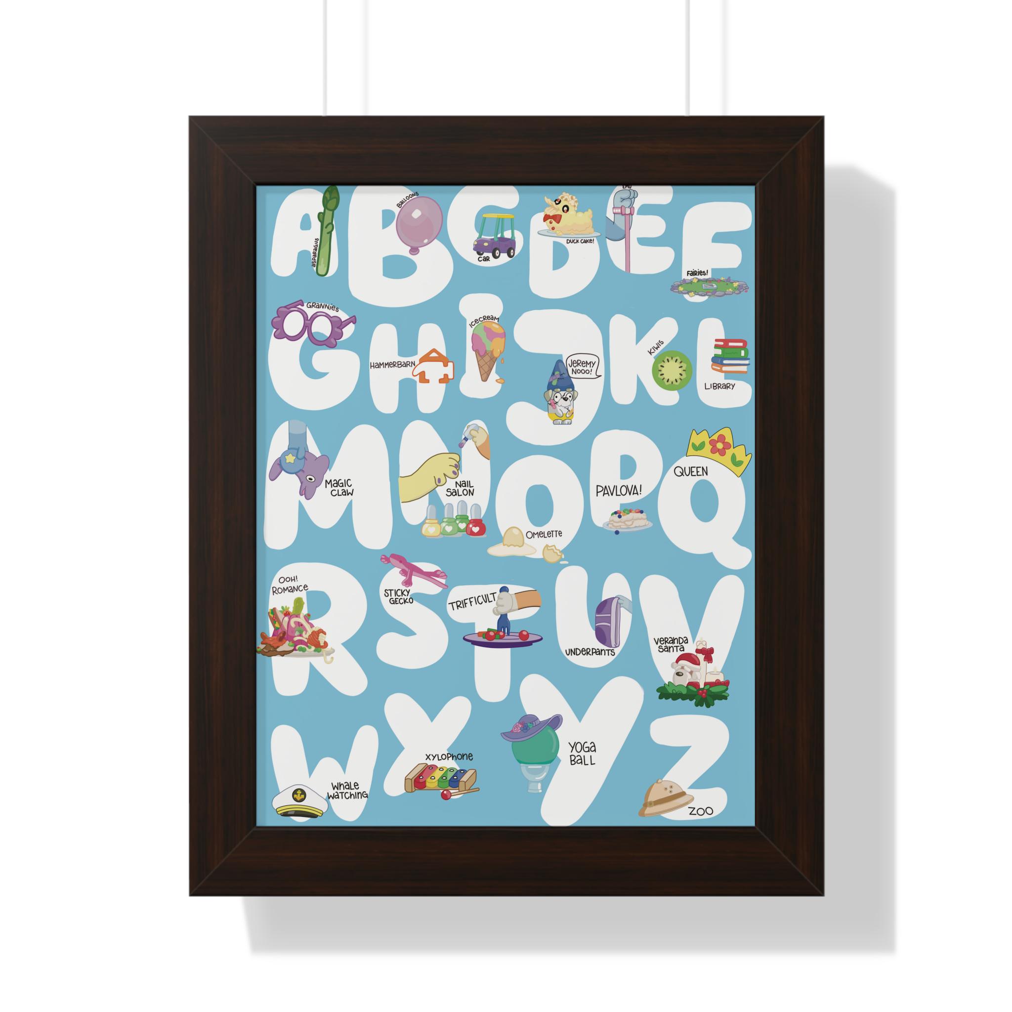 Bluey Inspired ABC / Alphabet Framed Vertical Poster - Etsy