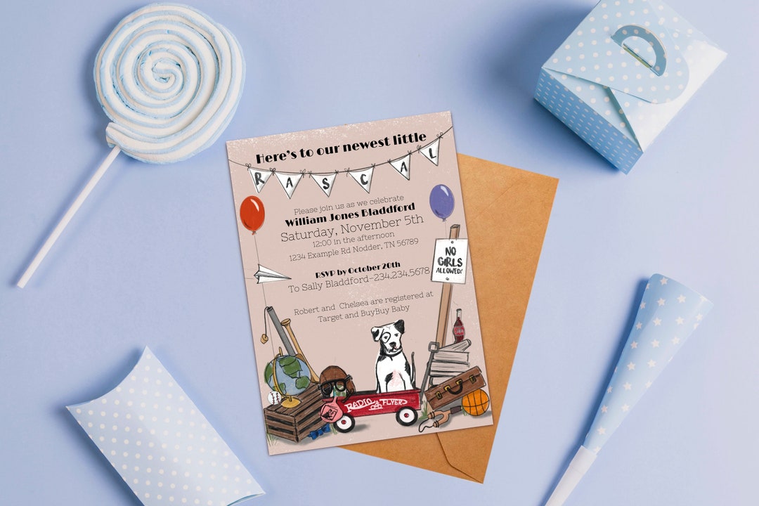 Little Rascal Baby Shower Invitation - Etsy