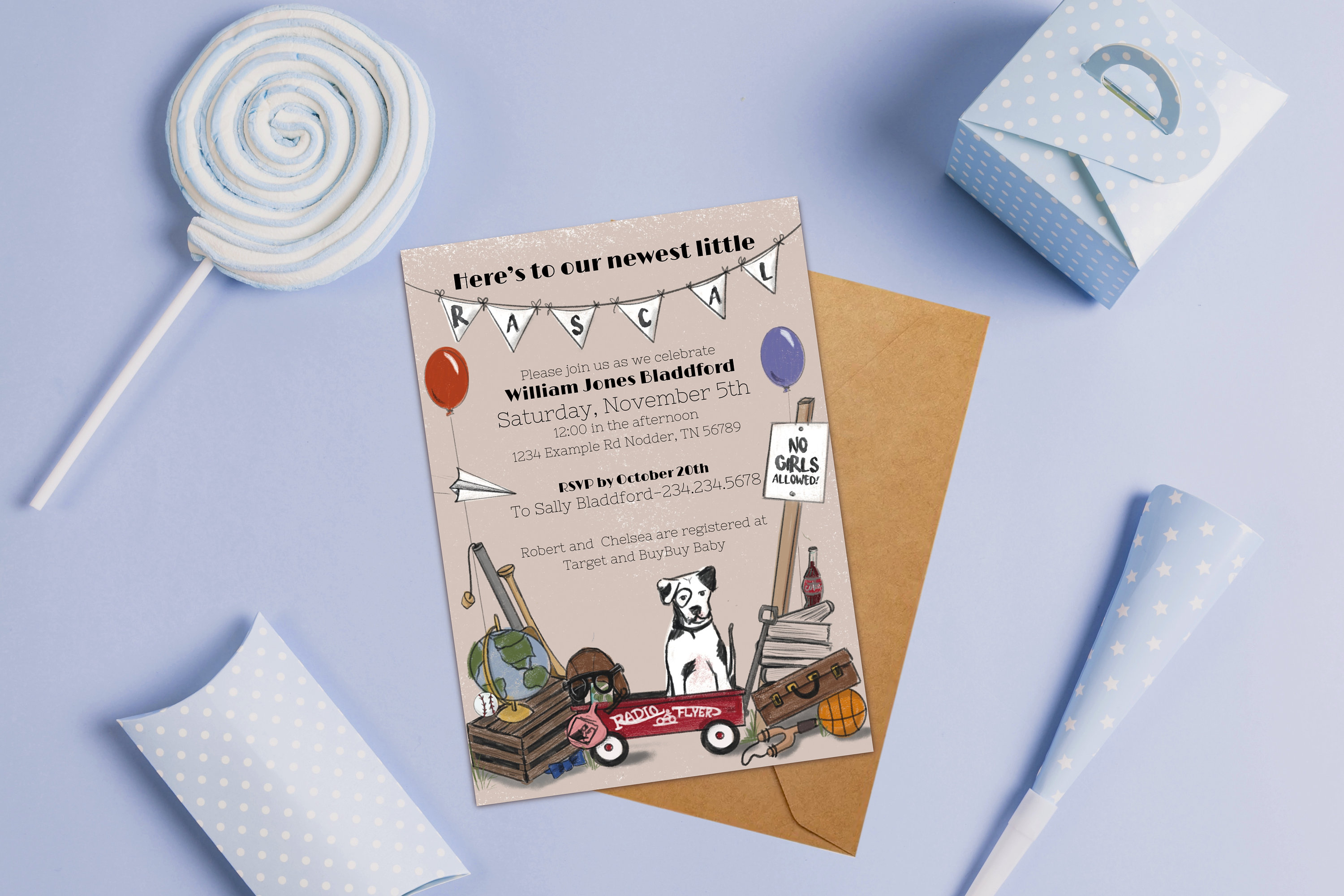 Little Rascal Baby Shower Invitation - Etsy