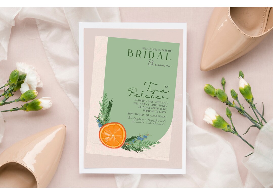 Orange Juniper Bridal Shower Invitation - Etsy