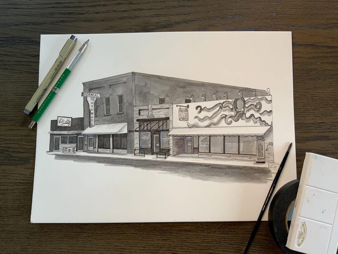 Normaltown Athens Georgia Pen and Ink Drawing Print - Etsy