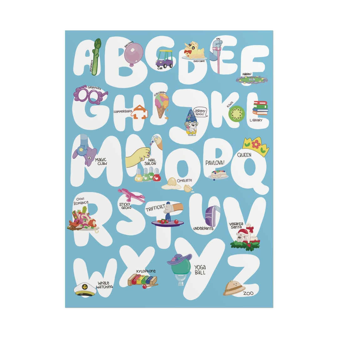 Bluey Inspired ABC / Alphabet Vertical Poster - Etsy