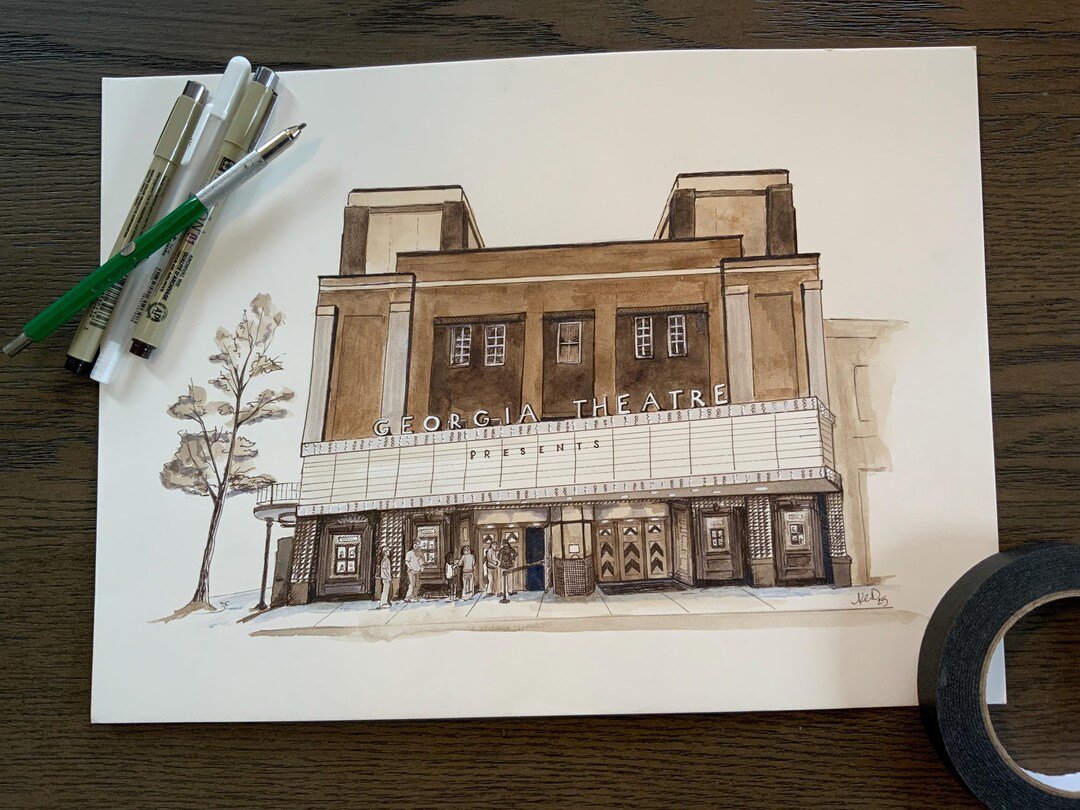 Georgia Theatre Athens Georgia Pen and Ink Print - Etsy