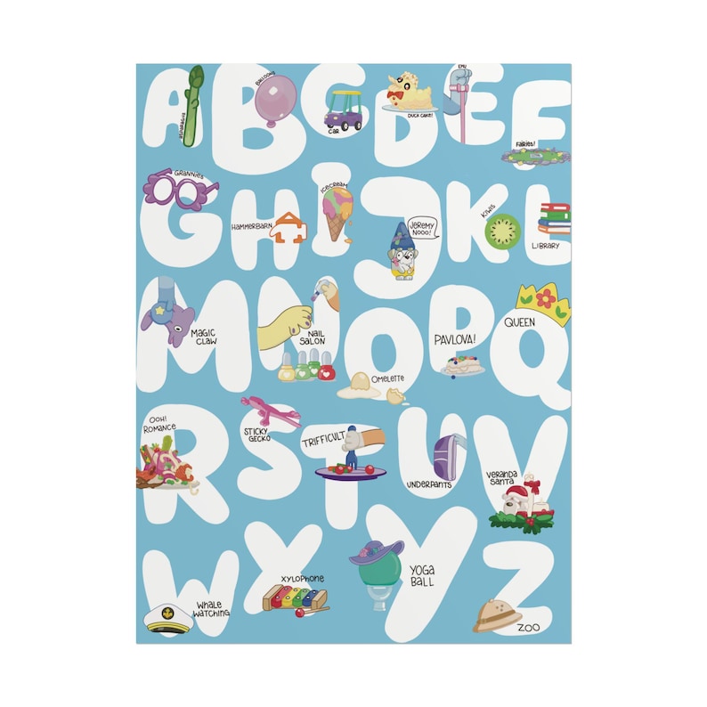 Bluey Inspired ABC / Alphabet Vertical Poster - Etsy