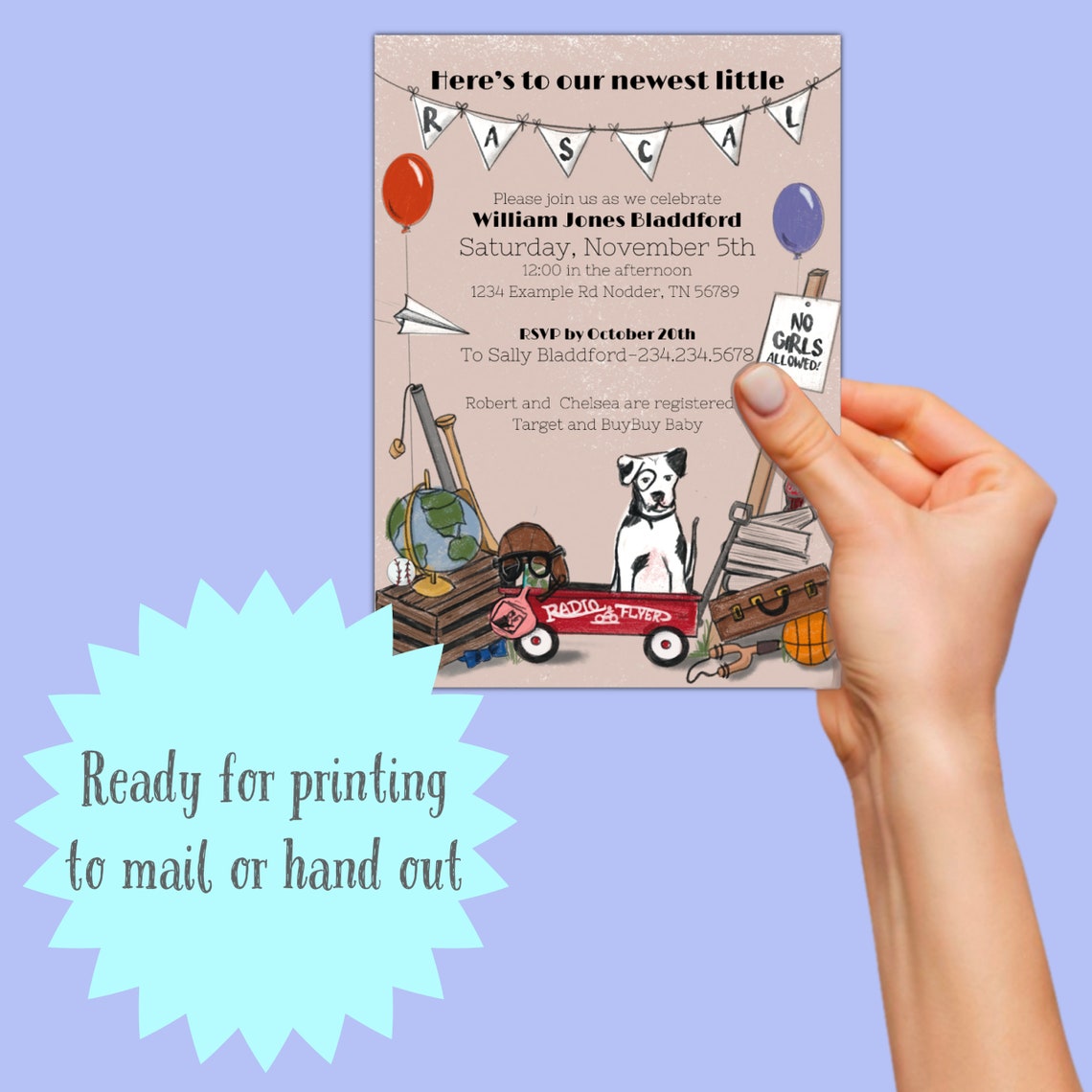 Little Rascal Baby Shower Invitation - Etsy