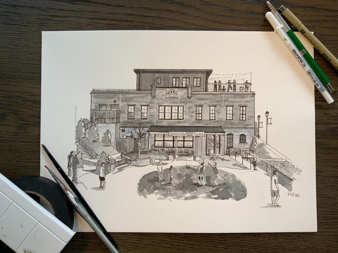 Jekyll Brewery Alpharetta Georgia Pen and Ink Drawing Print - Etsy