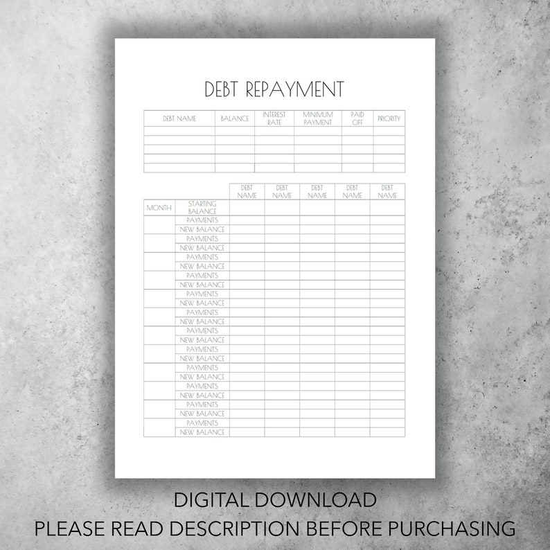 Debt Snowball Tracker Printable PDF Digital Download Etsy Debt Snowball Tracker Printable PDF Digital Download Etsy