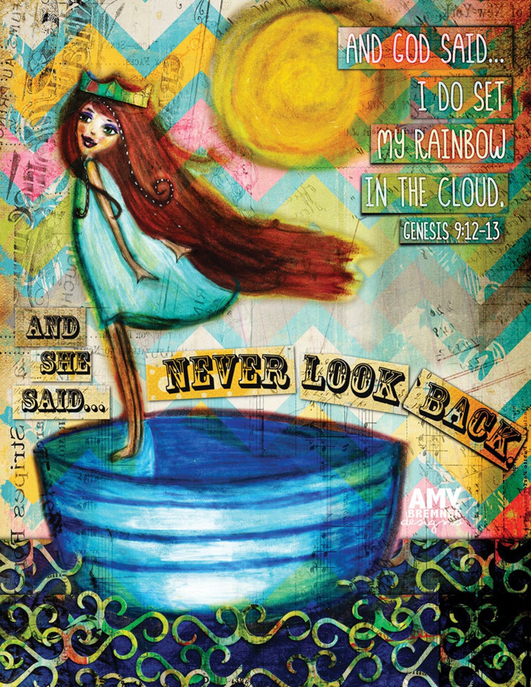Sister Amy Art Print Mixed Media Art Whimsical Girl Art Etsy