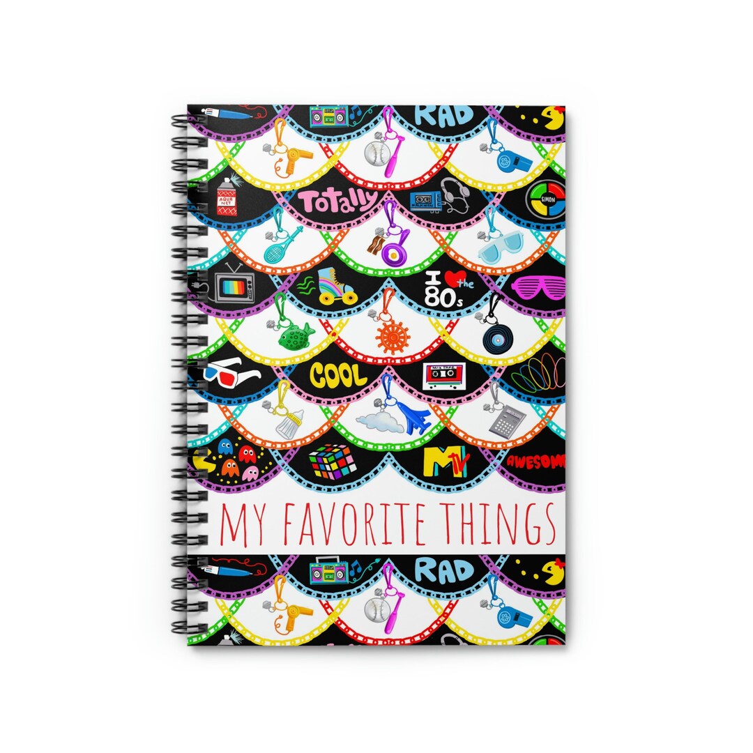 80s Themed Original Illustration Spiral Notebook - Ruled Line - Etsy