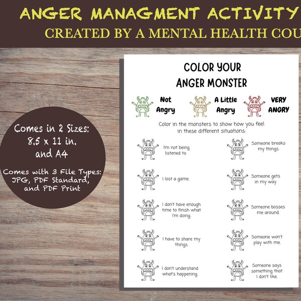 Anger Management Worksheet for Adults - Etsy