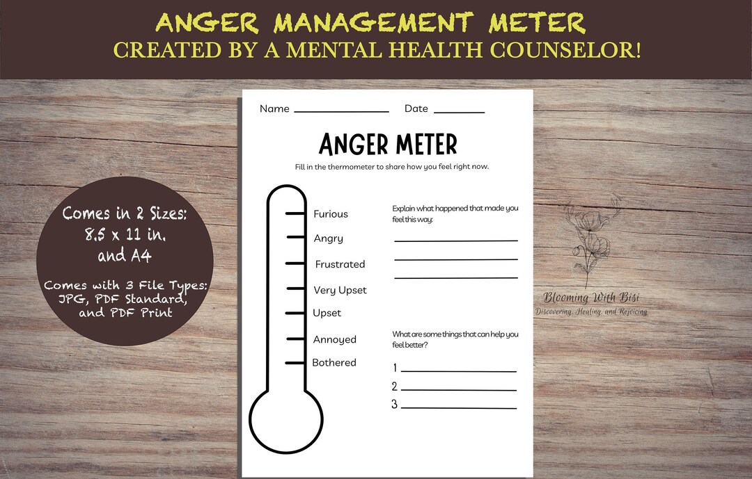 Anger Management Meter, Kids Activity, Mental Health Worksheet, Kids ...