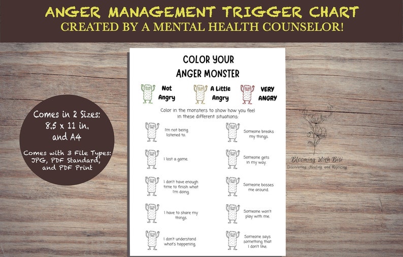 Fuzzy Monster Angry Monster Anger Management Worksheet - Etsy