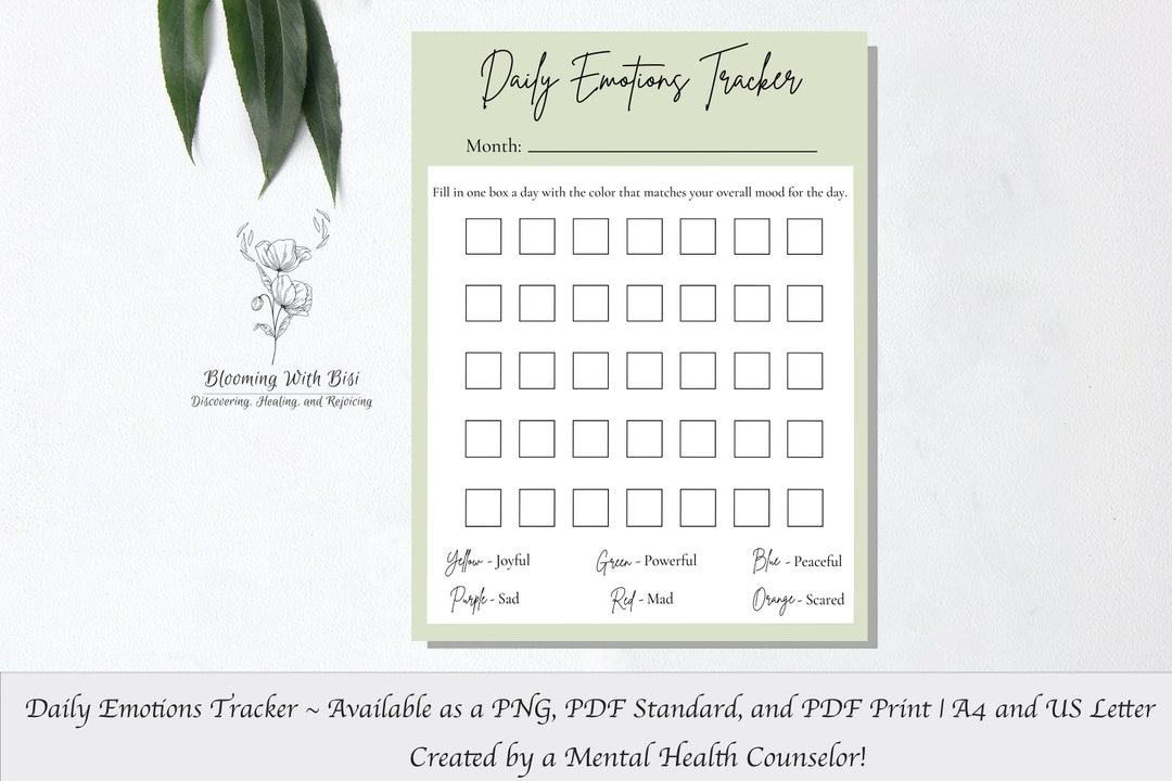 Daily Emotion Tracker, Emotions Chart, Emotions Worksheet, New Year ...