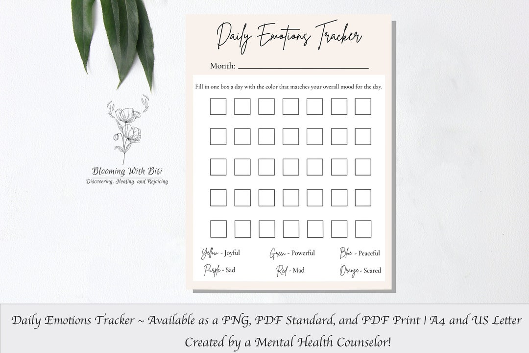 Daily Emotion Tracker, Emotions Chart, Emotions Worksheet, New Year ...