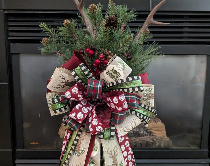 Pheasant Feather Deer Antler Tree Topper Green and Black - Etsy
