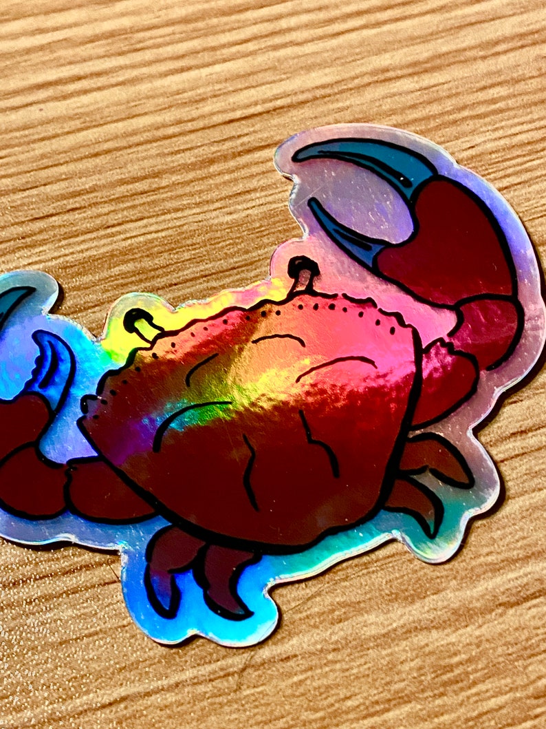 CRAB Holographic Foil Vinyl Sticker - Etsy