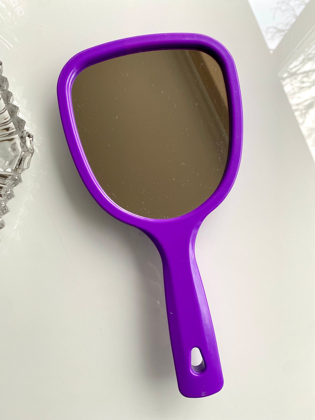 Retro Purple Hand Mirror With Magnifying Mirrors - Etsy