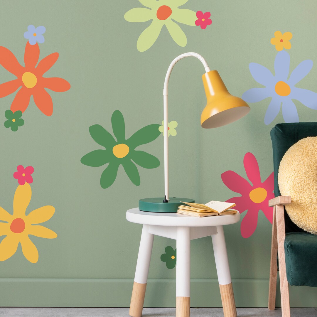 Flower Power Fabric Wall Stickers - Flower Wall Decals - Nursery Decor ...