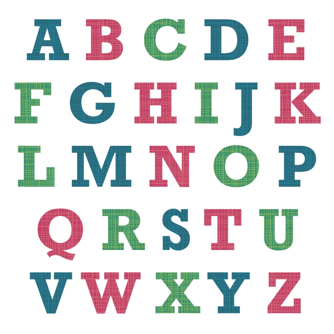 Fabric Patterned Alphabet Wall Stickers - Repositionable - Peel and ...