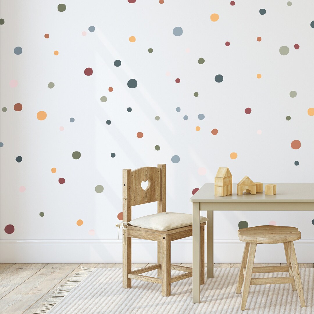 Fabric Hand Drawn Earthy Spots and Dots Wall Stickers - Polka Dot ...