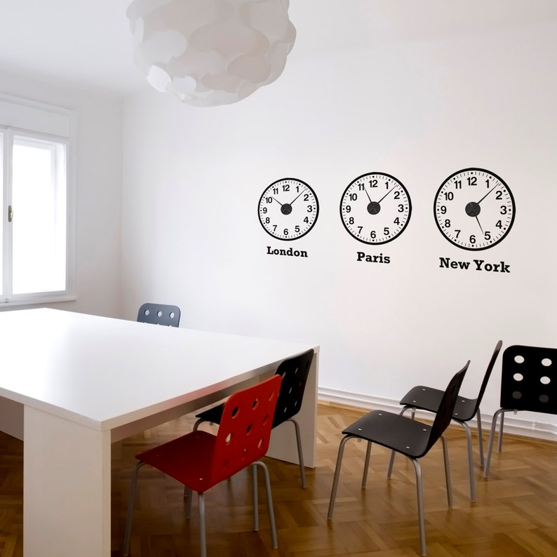 Time Zone Clocks Wall Sticker Set (mechanisms Included) - Clock Decal ...