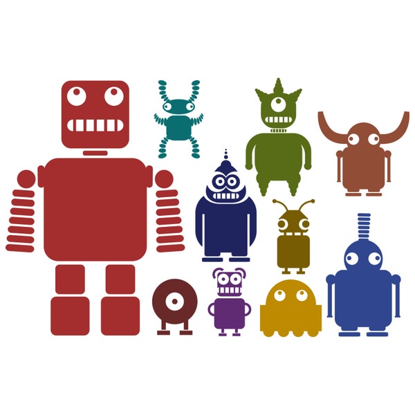 Robot Wall Decal - Etsy