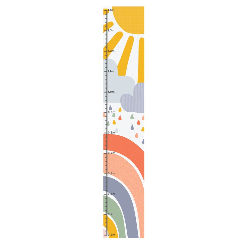 Sunny Rainbow Height Chart Fabric Wall Sticker - Etsy
