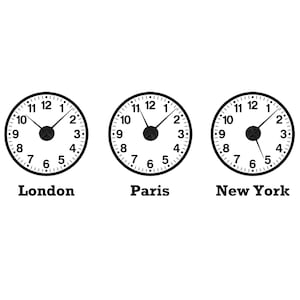 Time Zone Clocks Wall Sticker Set (mechanisms Included) - Clock Decal ...