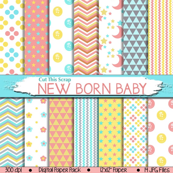 Baby shower Digital Paper: Cute Baby Paper with stars | Etsy