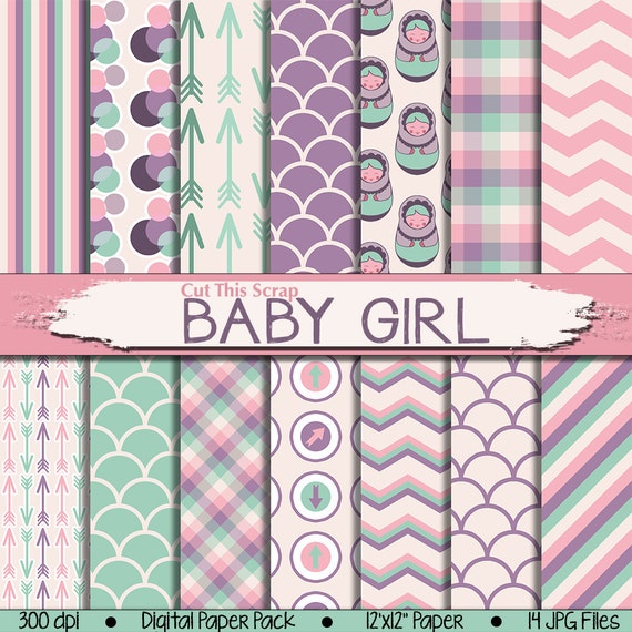 Baby Girl Digital Paper: It's a Girl Paper Pink Digital | Etsy UK