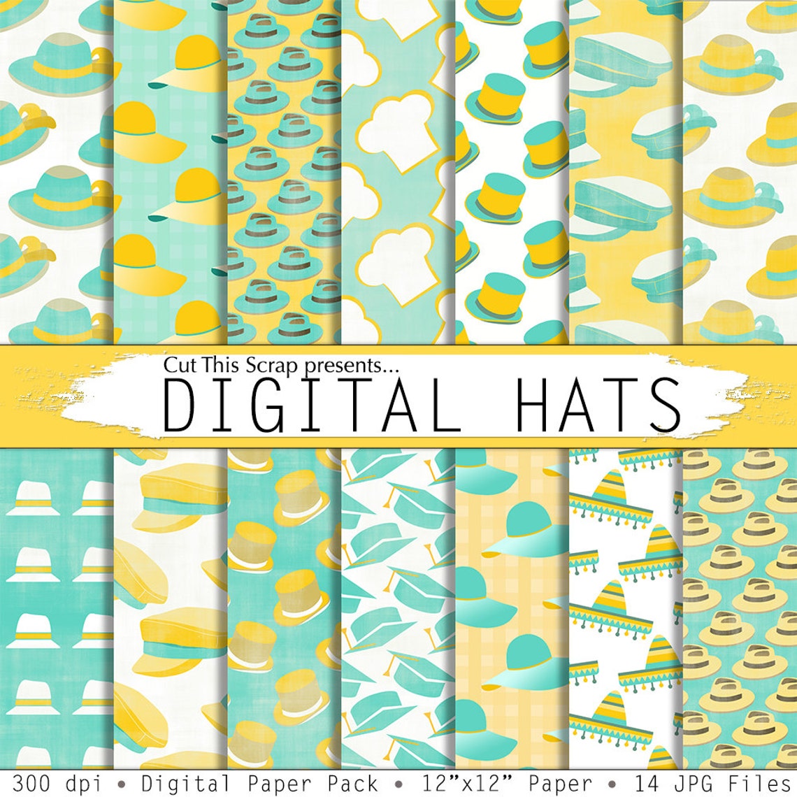 Hats Digital Paper: Digital Hats or Digital Caps Like Chef’s Cap ...