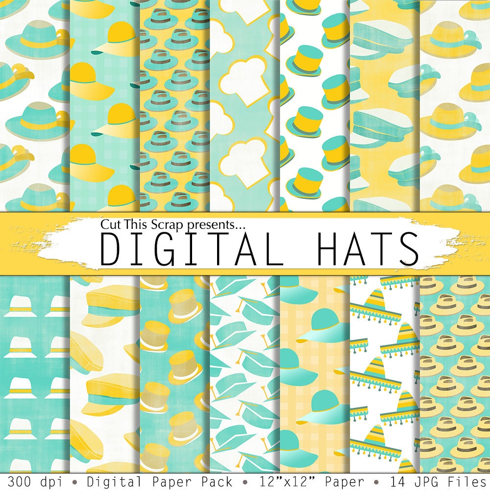 Hats Digital Paper: Digital Hats or Digital Caps Like Chef’s Cap ...