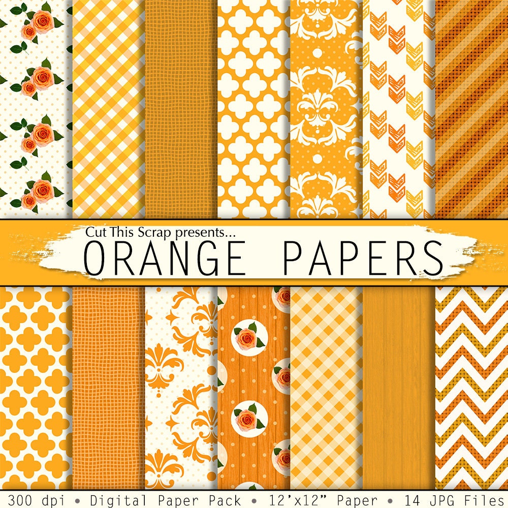Orange Digital Paper: Orange Paper Pack, Orange Pattern, Orange ...