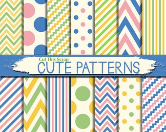 Polka Dot Chevrons and Stripes Digital Papers in Brown - Etsy UK