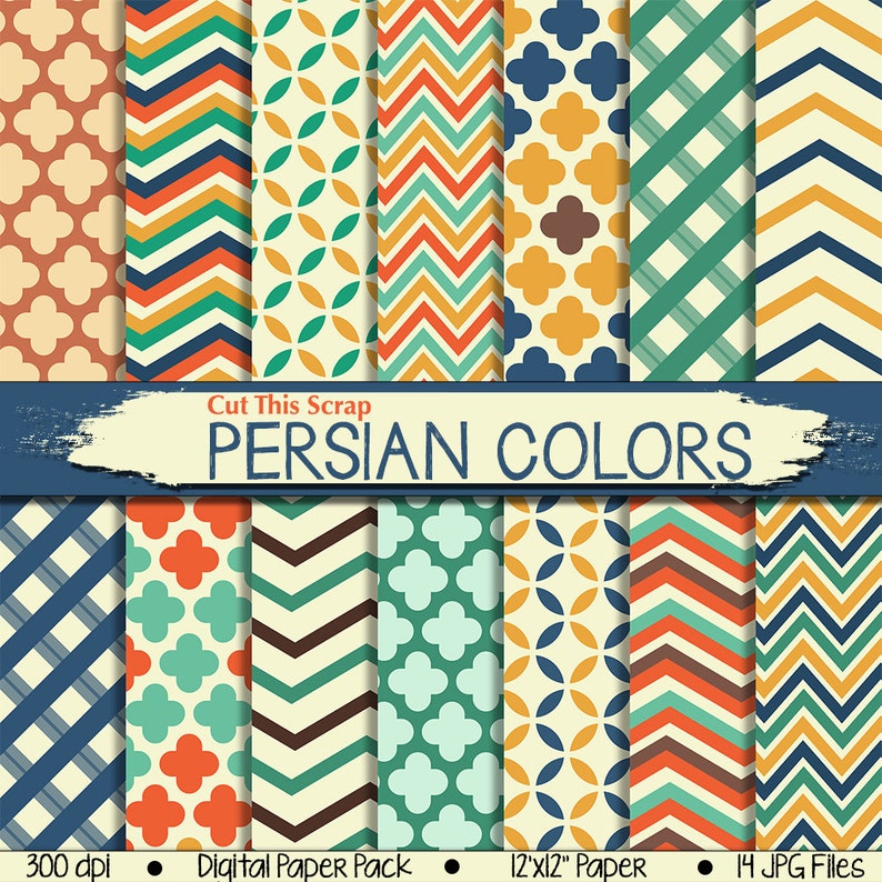 Persian Digital Paper Pack: PERSIAN Paper Quatrefoil Chevrons Checks ...