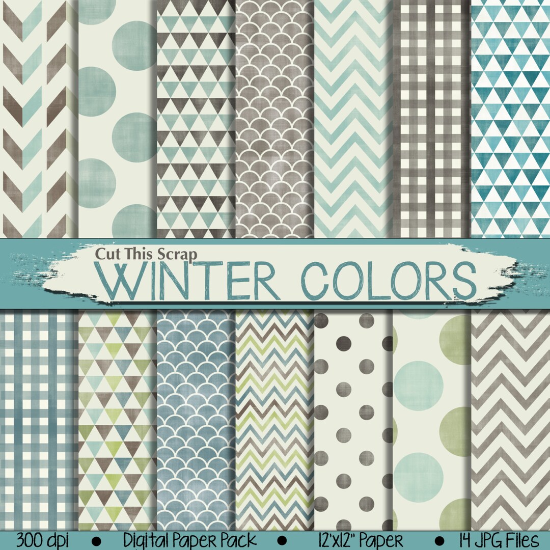 Winter Colors Digital Paper: WINTER COLORS Paper With Chevrons ...