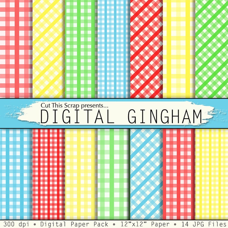 Gingham Digital Paper: Digital Gingham, Digital Checks, Checkered Paper ...