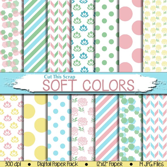 Soft Colored Digital Paper: Pastel Paper With Bokeh Chevrons | Etsy