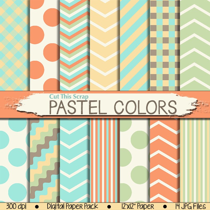 Pastel Digital Paper: Pastel Colored Paper With Chevrons - Etsy